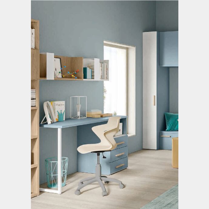 Zona studio moderna camerette, finitura Cemento artico