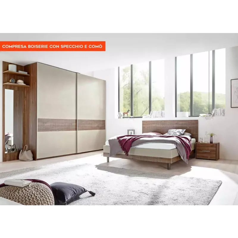 Camera matrimoniale completa, Noce scuro serigrafato e Argilla