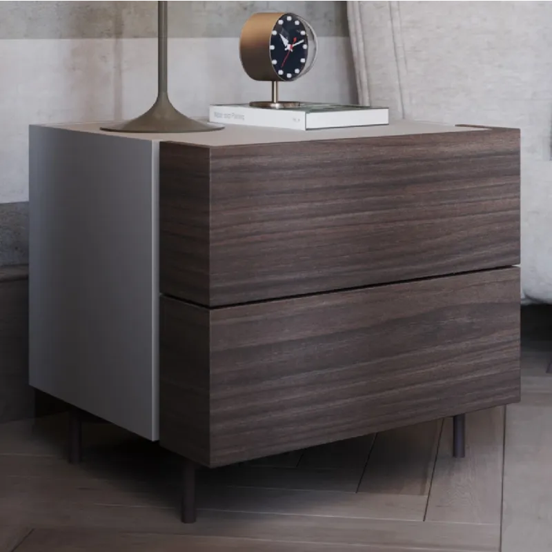 Comodino L.55 H.53, Teak e Laccato opaco Fango in sconto